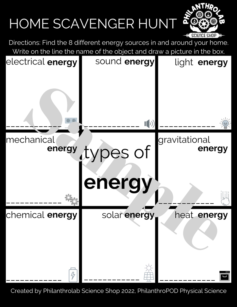 Digital Download: Home Scavenger Hunt / 8 Energy Sources ...